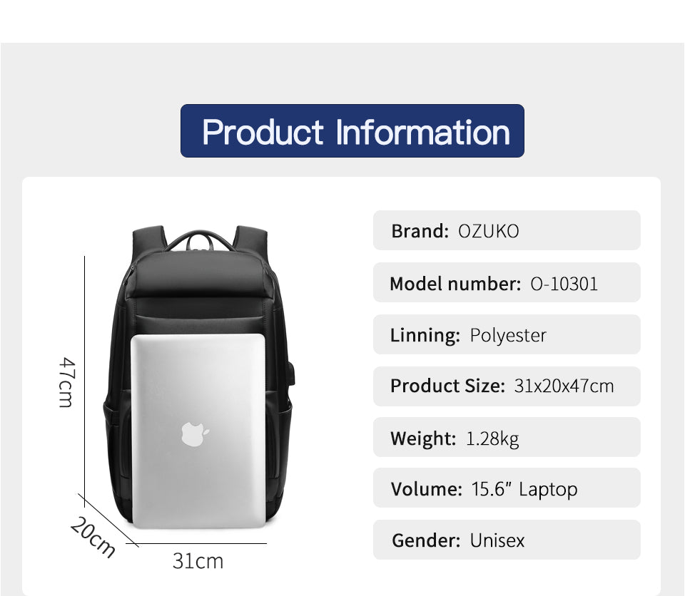 Backpack Large Capacity USB Charging Backpacks Anti Theft ...