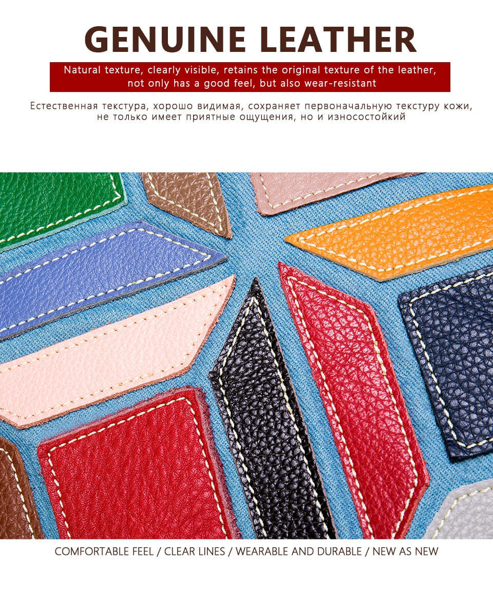 Women's shoulder bag genuine leather designer bag patchwork ...
