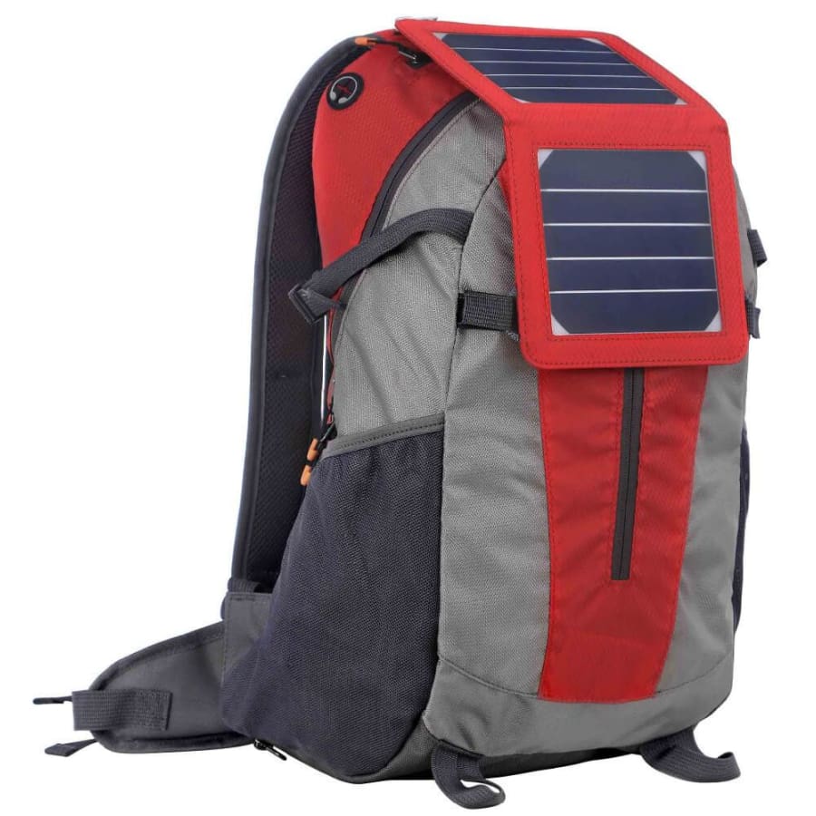 bellabydesignllc - Solar panel Backpack 35L with Power Bank color Red/Grey